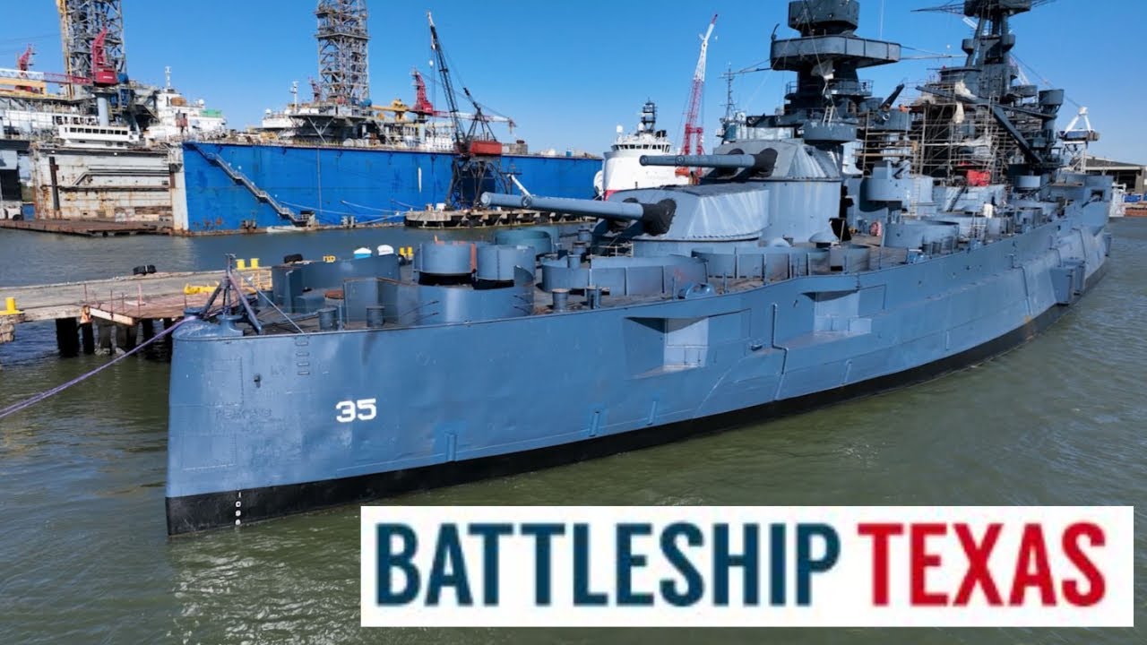 USS Texas Battleship Texas Post Dry Docking floating at Pier D in ...