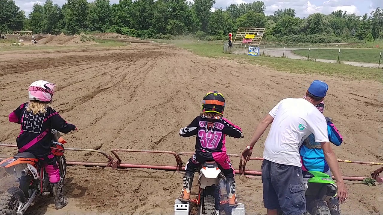 Jordan gets a good start on the KTM 85 in the girls class at Twisted MX ...