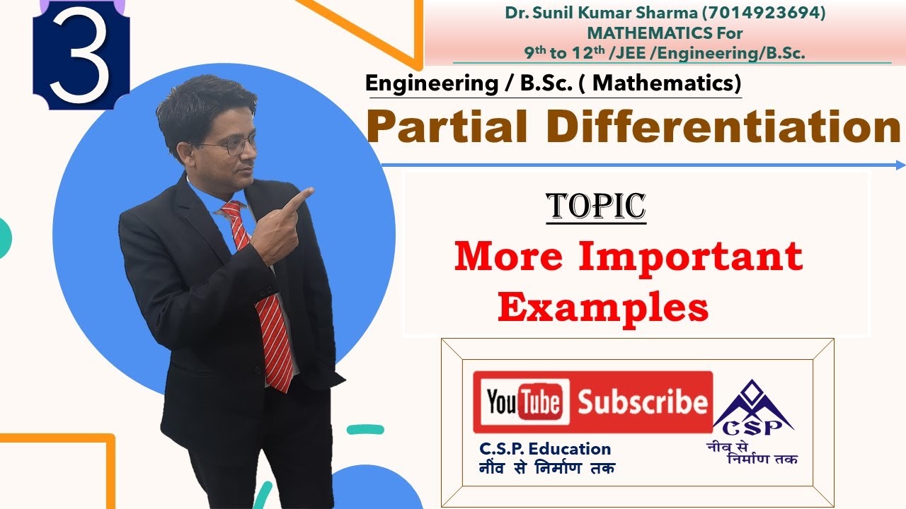 More Important Examples on Partial Differentiation ||Lecture-3 ...