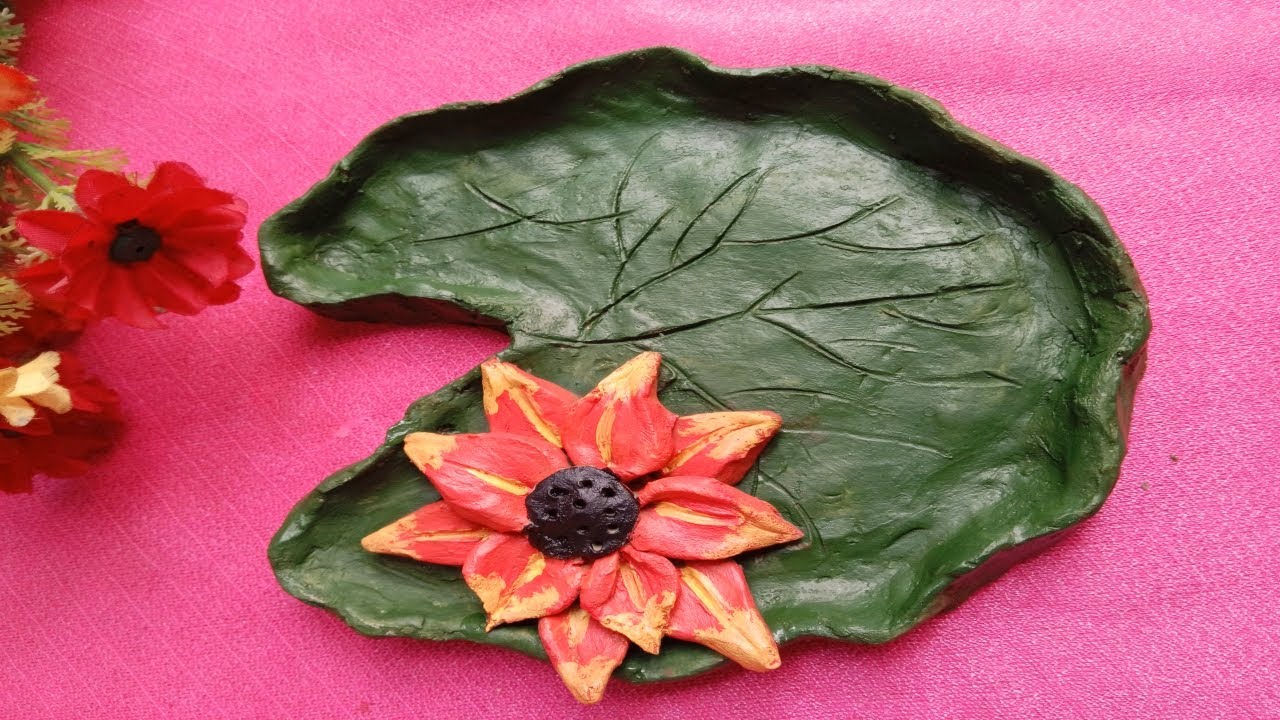 || Lotus Leaf Plate Making Video With Clay PART - 1 || Art and Craft ...