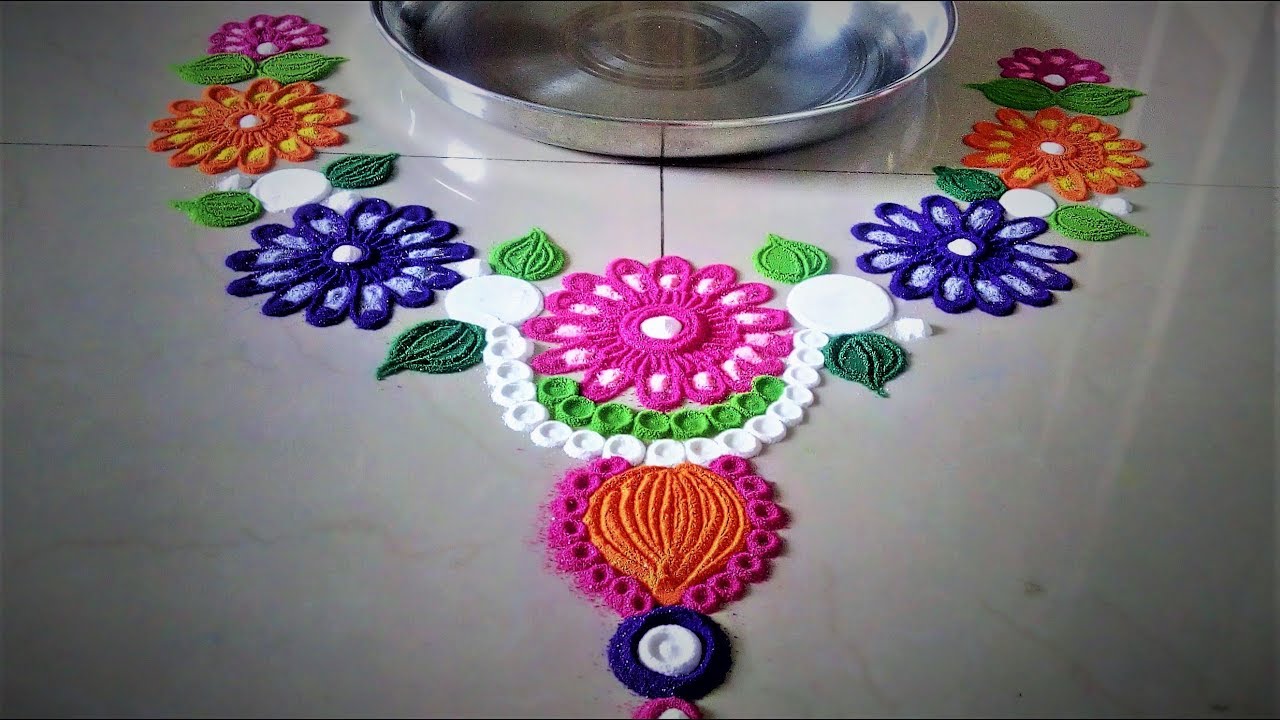 Super Easy and Quick Rangoli Designs around Plate|Creative Rangoli by ...