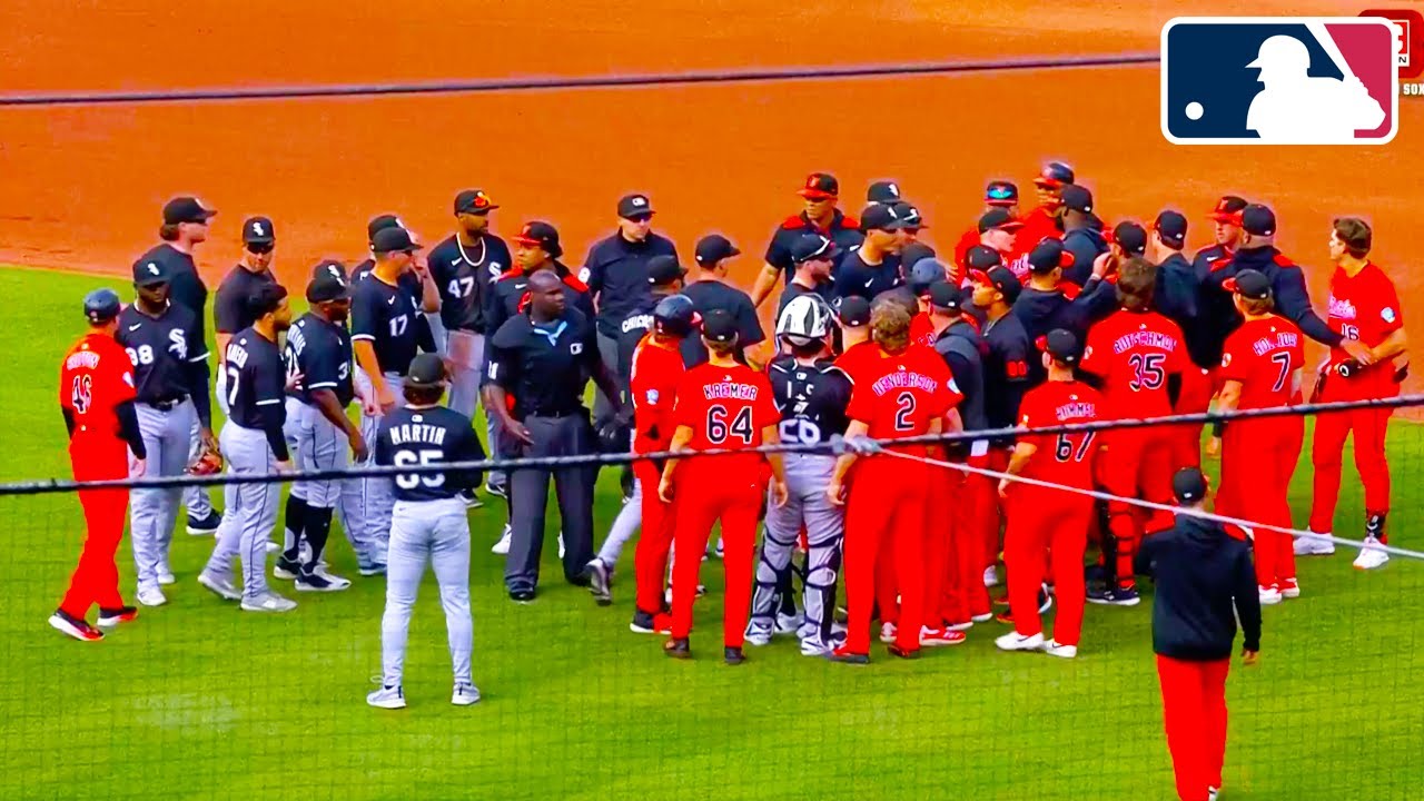 The benches clear in Baltimore between the Orioles and the White Sox ...