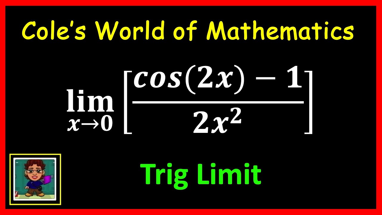 Trig Limit cos 2x 1 Over 2x Squared Calculus 1 YouTube