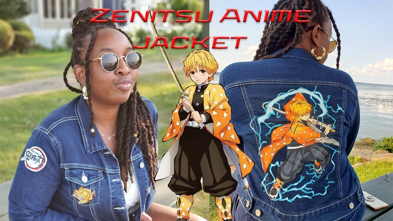 How to paint custom denim jacket | Kimetsu No Yaiba x zenitsu - YouTube
