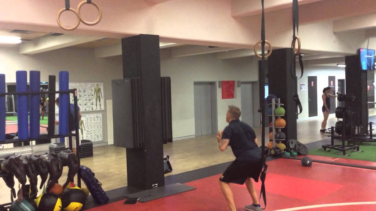 Overhead medicine ball push toss - YouTube