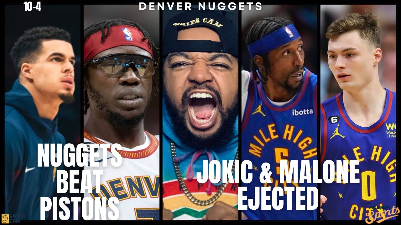 Nuggets Beat Pistons | Jokic & Malone Ejected | KCP, Braun and Reggie ...