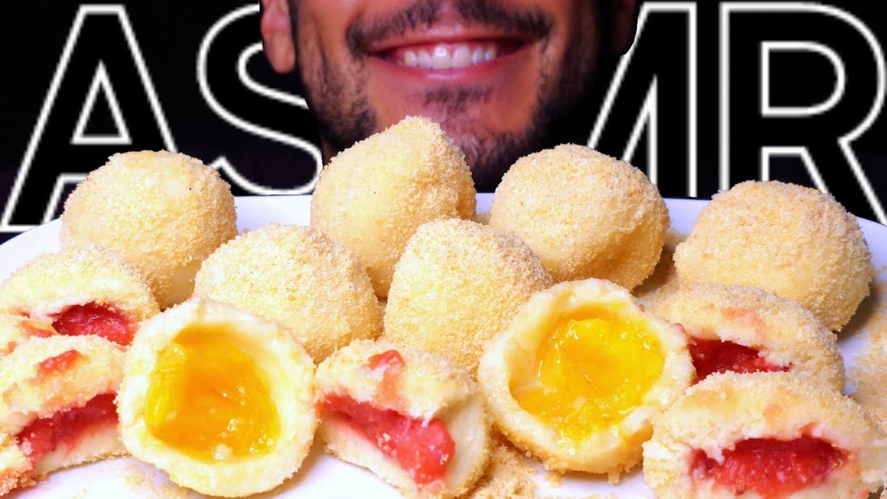 ASMR STRAWBERRY PEACH DUMPLINGS (EATING SOUNDS) NO TALKING MUKBANG ...
