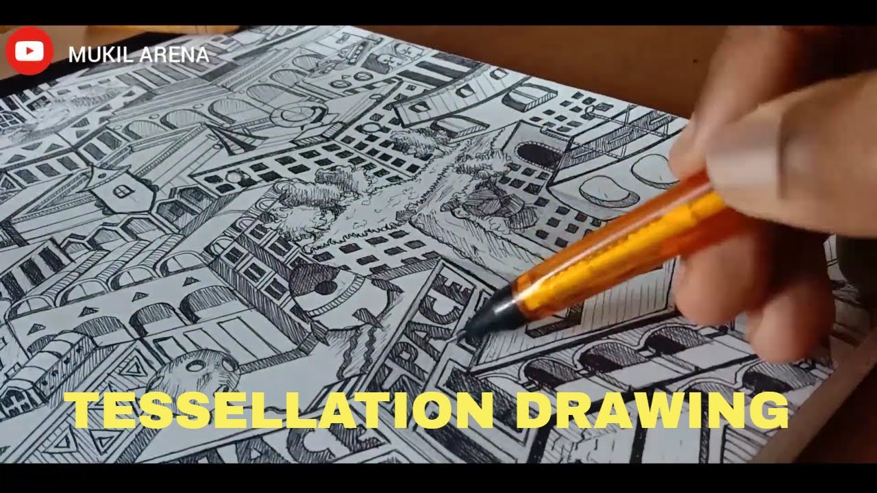 How to draw tessellation building drawing\easy\tessellation art\ |MUKIL ...