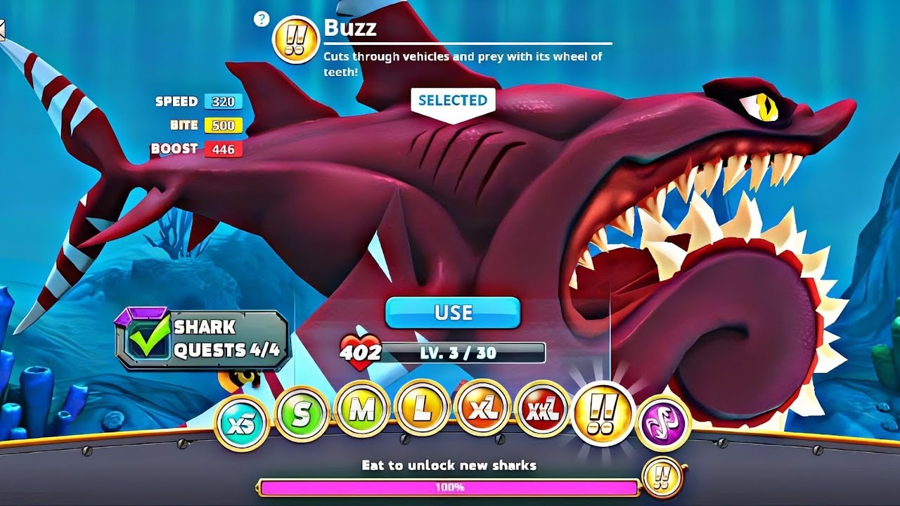 Hungry Shark World - BUZZ Shark Unlocked - BUZZ Shark Amazing, Undying ...
