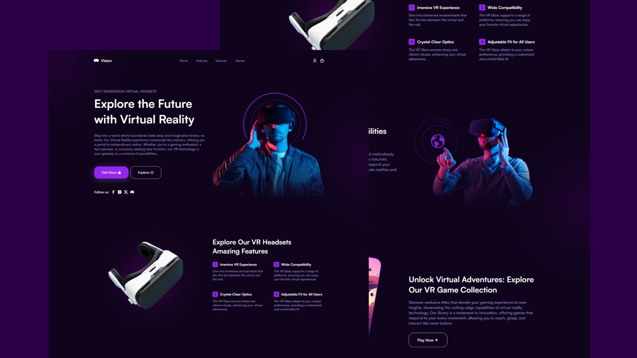 How To Create A Responsive Website Using Html Css And Javascript Virtual Reality Landing Page 1242