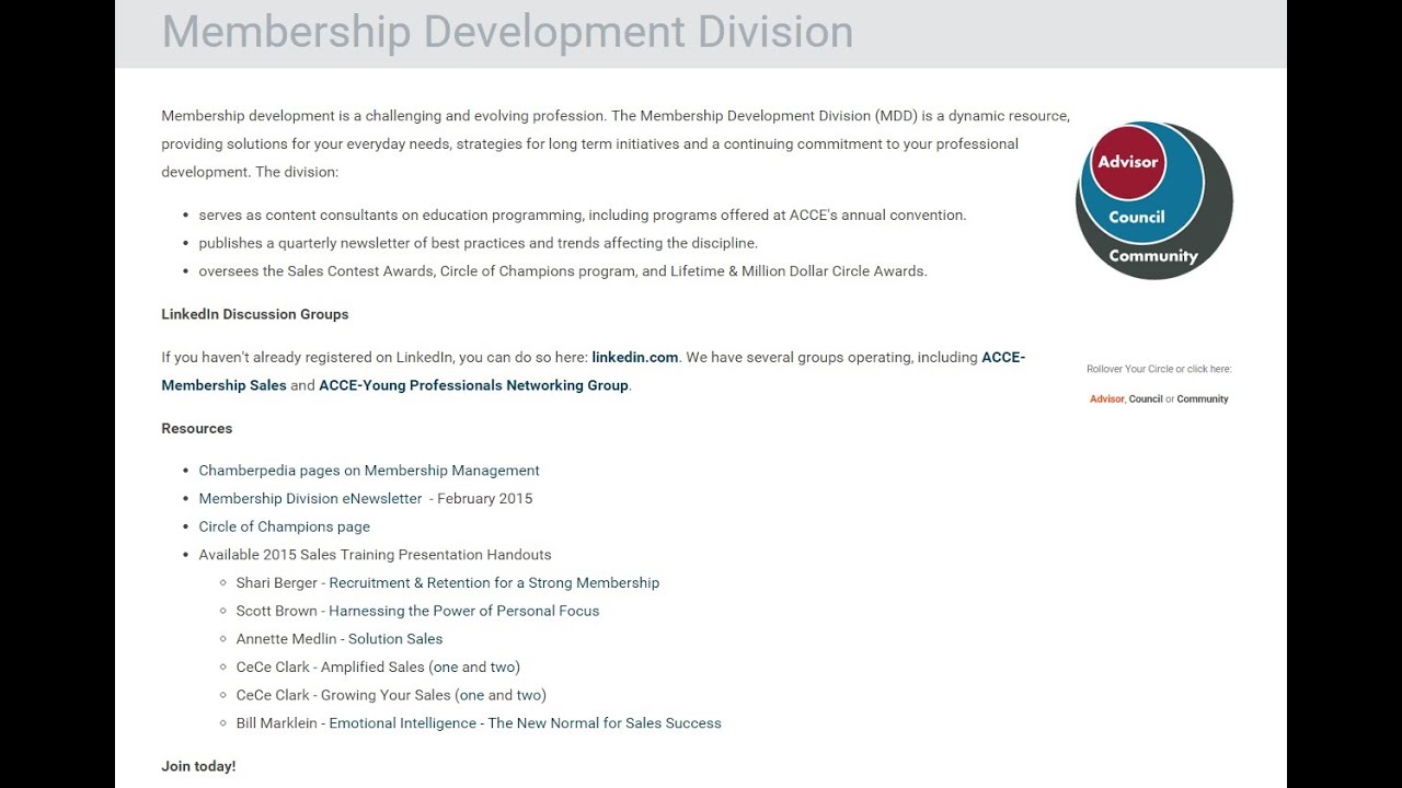 ACCE Circle of Champions and Membership Development Resources - YouTube