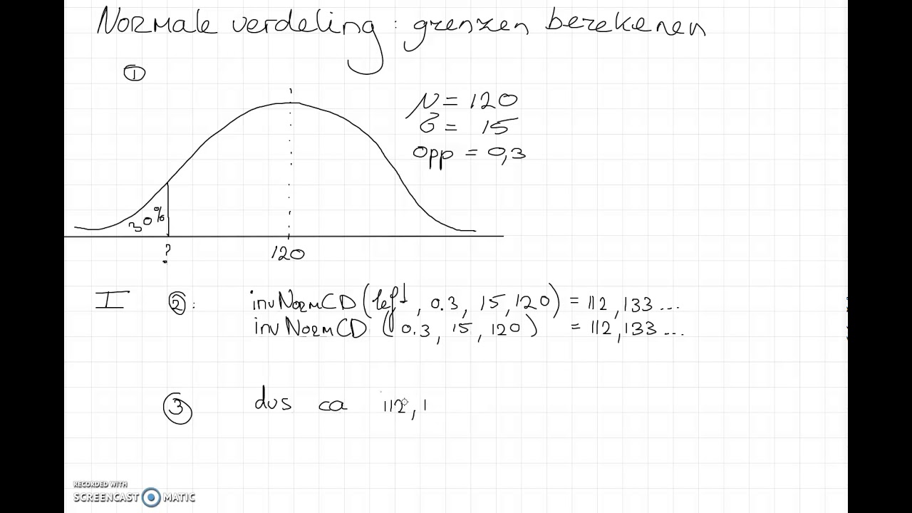 Normale verdeling: Grenzen berekenen met de Casio - YouTube