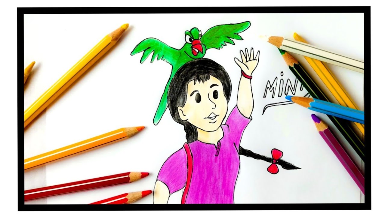 How to Draw Mina Cartoon | Easy Step-by-Step Drawing for Kids ...