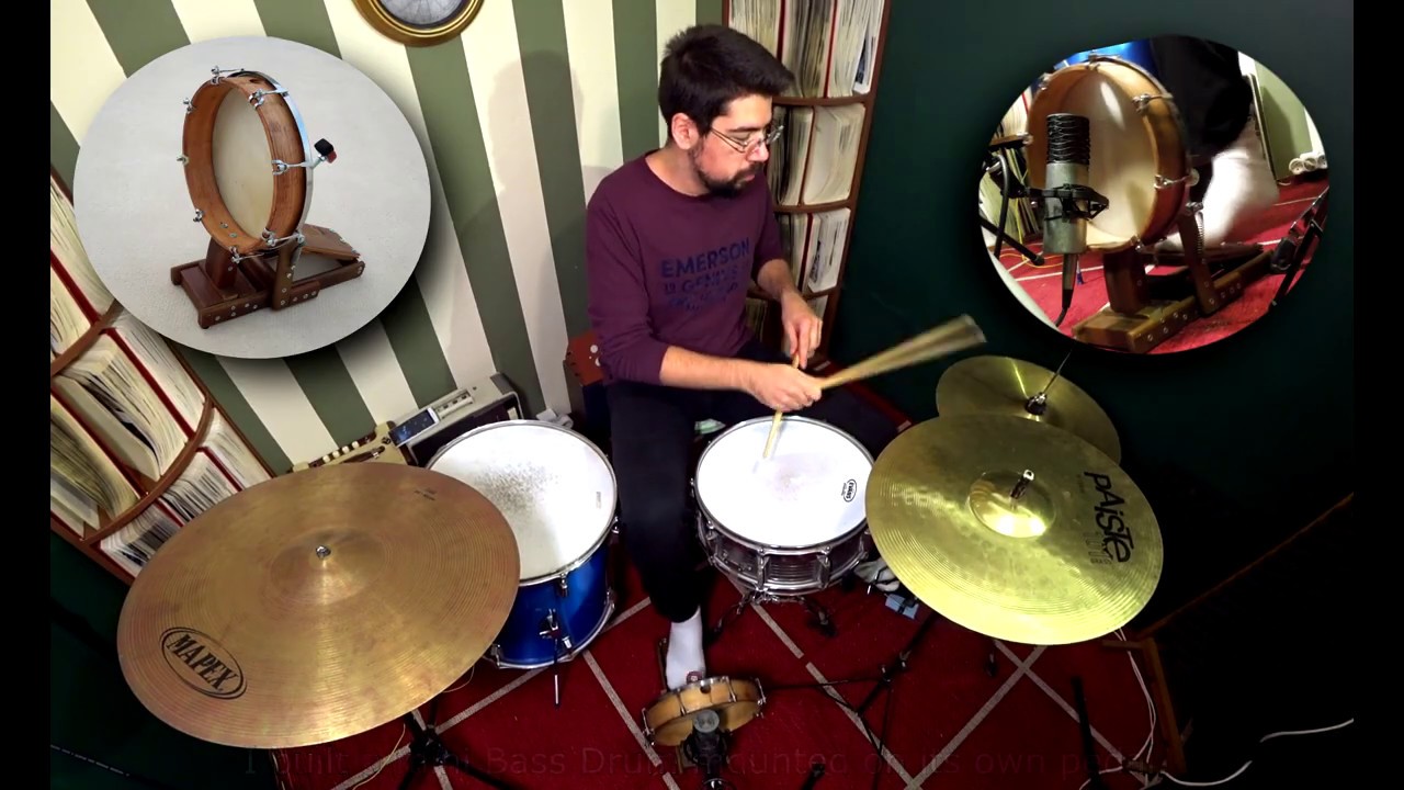 DIY Mini Travel Bass Drum with DIY drum pedal - YouTube
