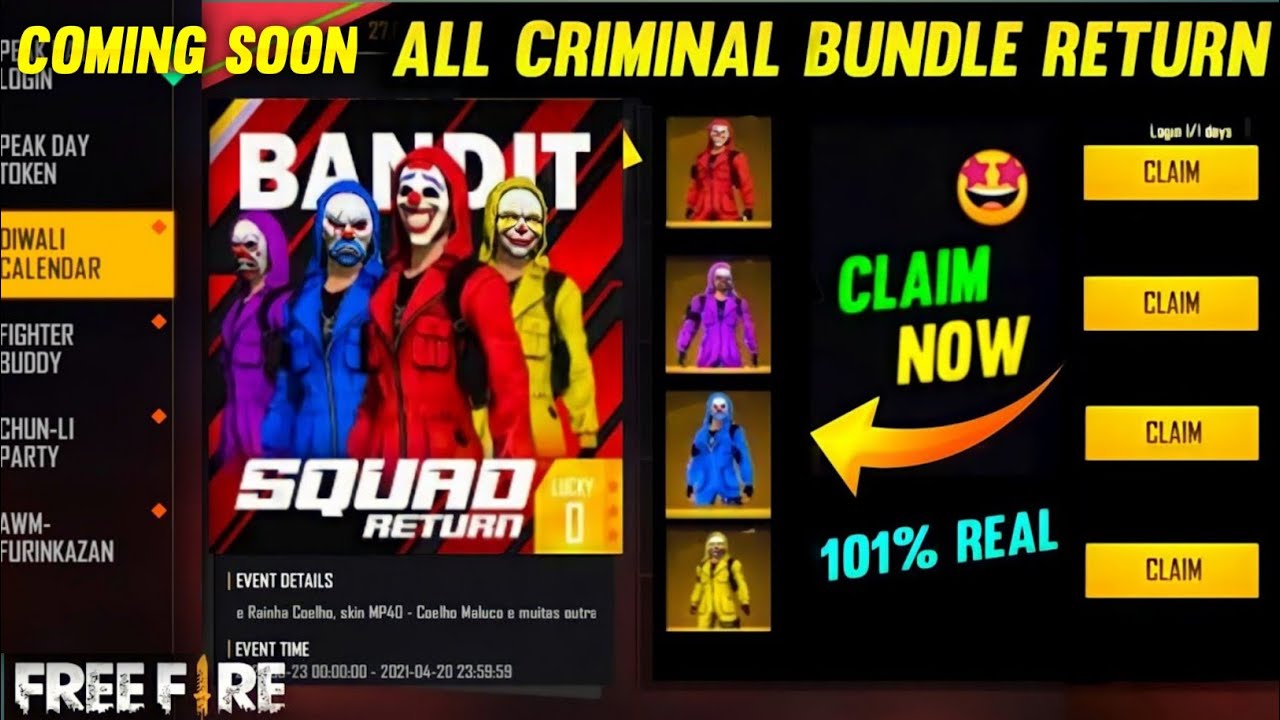 Top Criminal Bundle Return in Free Fire | Admm Gaming - YouTube