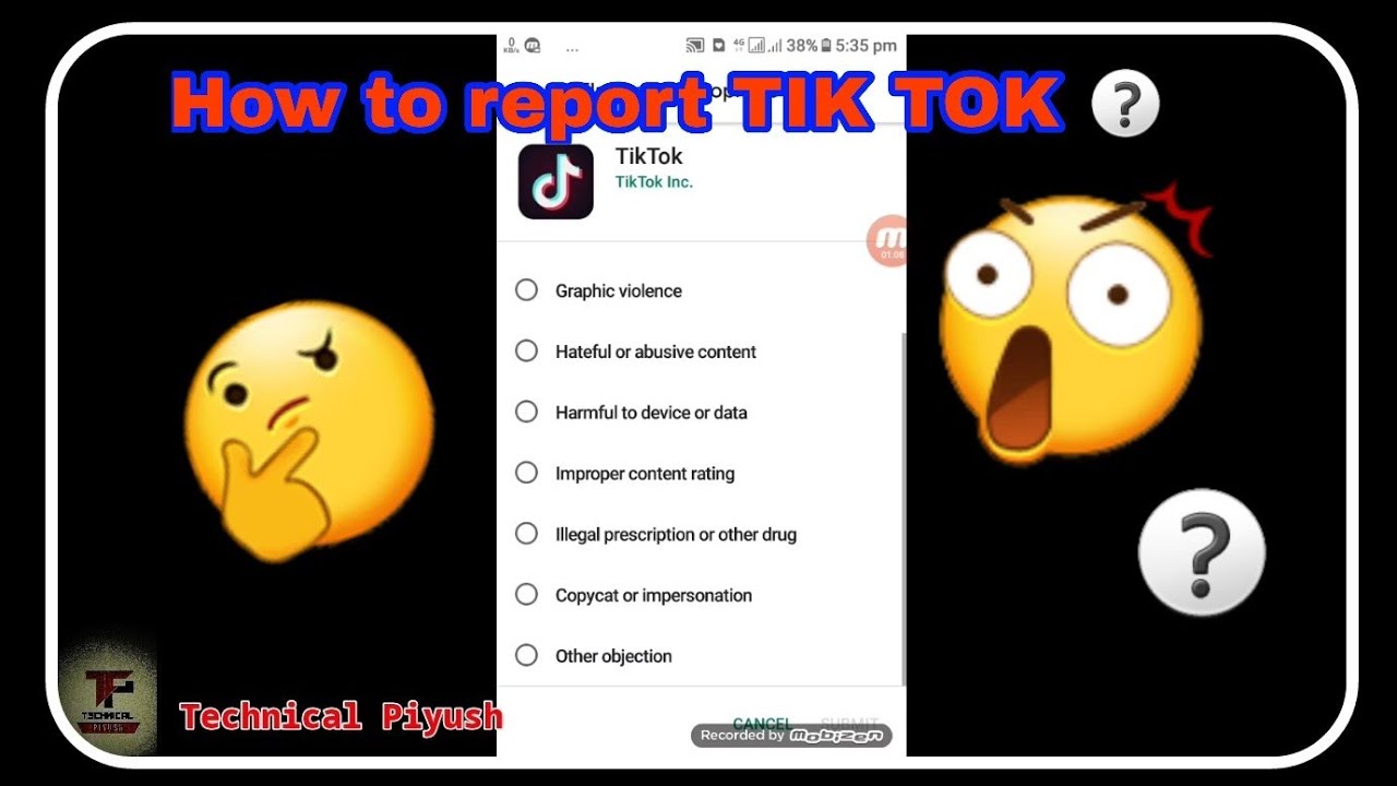 How to report tik tok | Tik Tok Ko Report keise kare | Technical Piyush ...