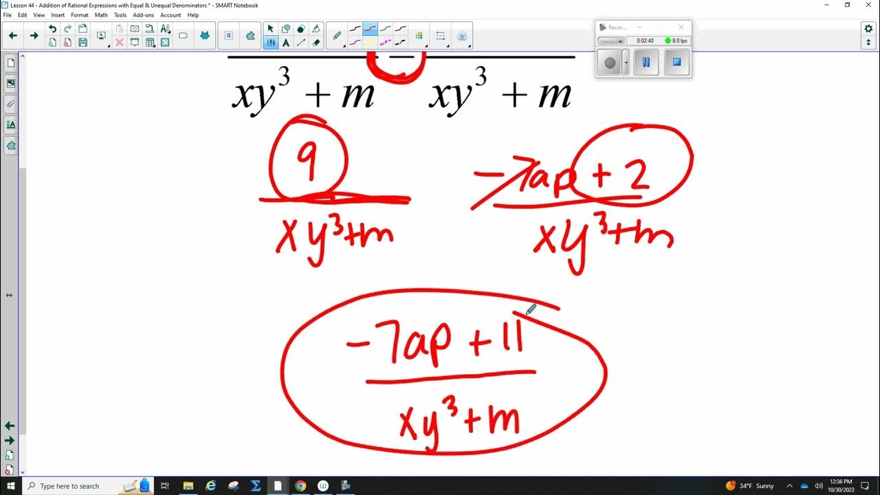 Lesson 44 Addition Of Rational Expressions With Equal And Unequal
