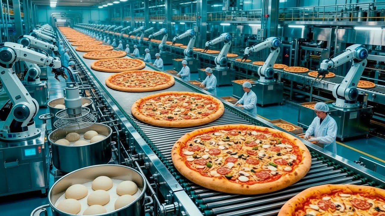 Inside a Modern Frozen Pizza Factory From Dough Ball to Boxed Pizza ...