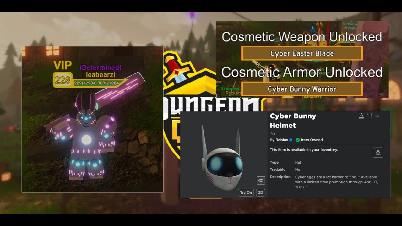 For 40 ROBUX get limited CYBER BUNNY COSMETICS (Dungeon Quest) - YouTube