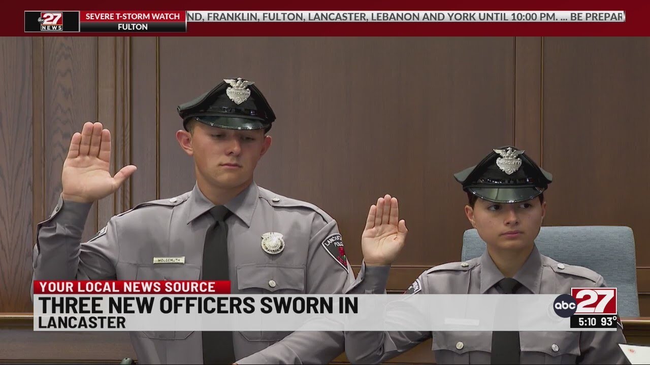 Lancaster City Police swear in three new officers - YouTube