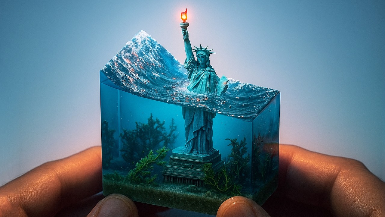 Statue of Liberty underwater. Epoxy Resin DIORAMA - YouTube