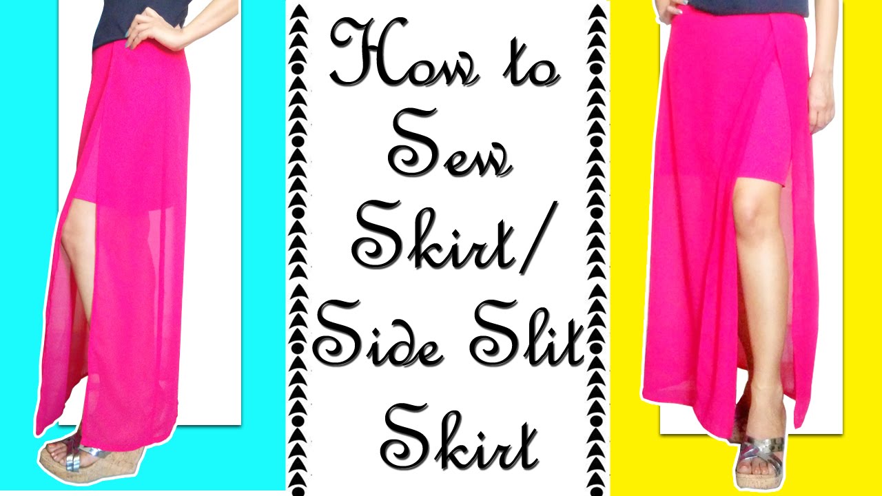 How to Sew Skirt / A-line Skirt / Side - Slit Skirt ( Cutting & Sewing ...