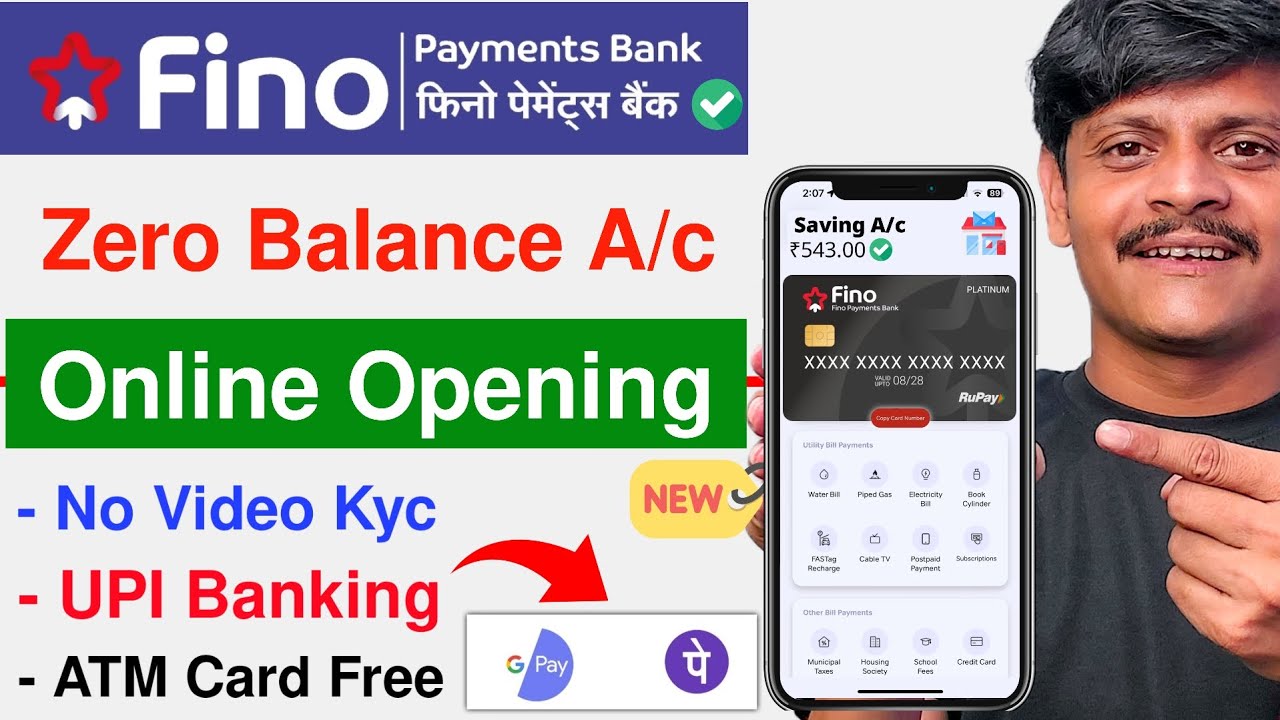 Best Zero Balance Account Opening | Fino Payment Bank Account Opening ...