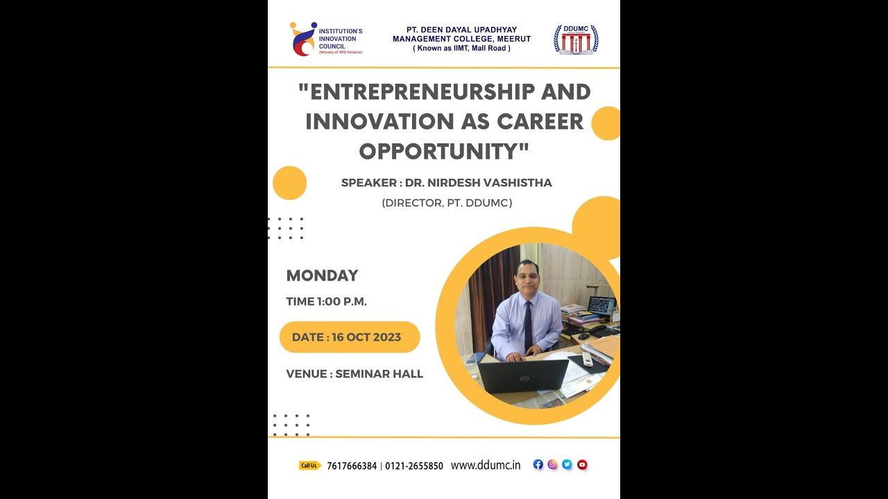 Entrepreneurship and Innovation as career opportunity | IIC-Pt.DDUMC ...