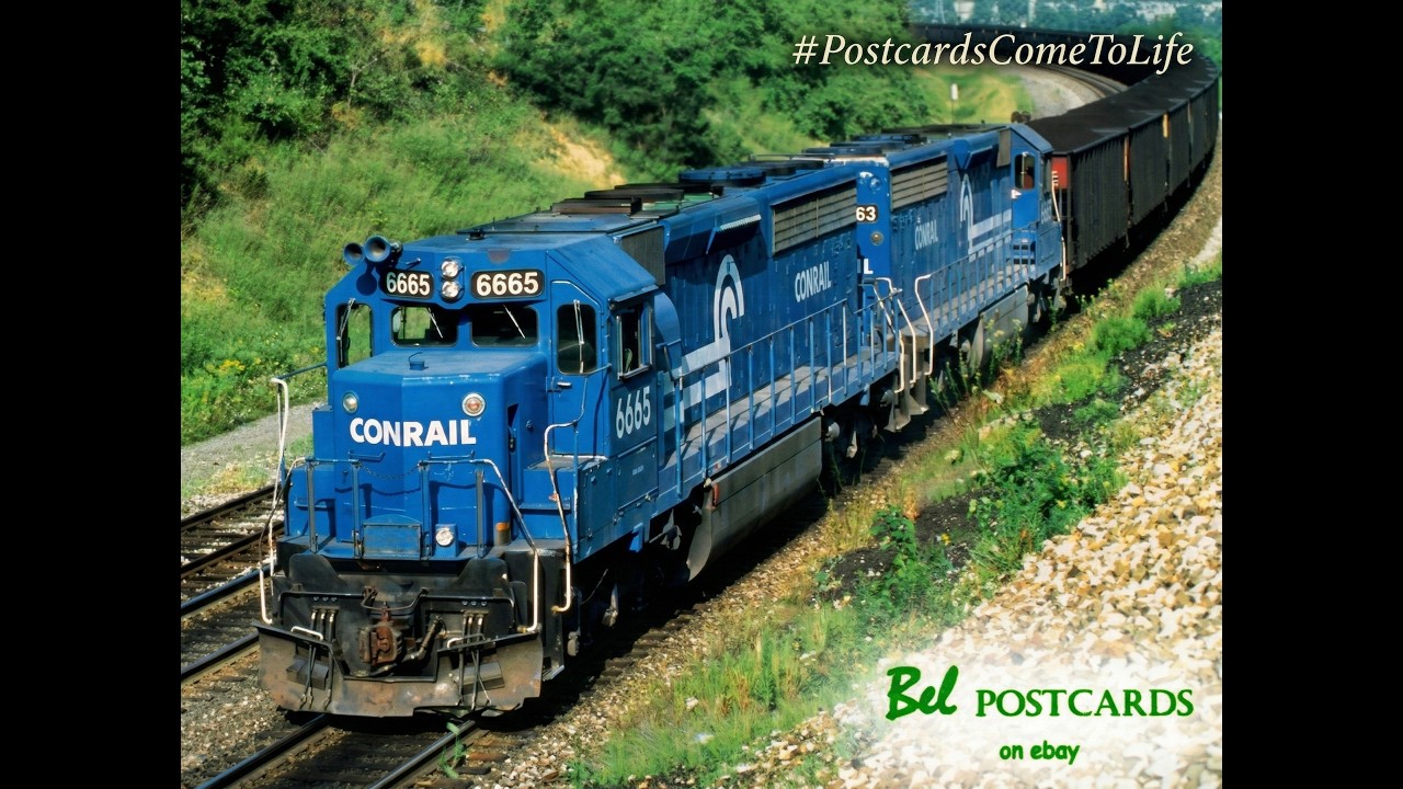 Vintage Conrail Coal Train Postcard – Rare EMD SD45-2 #6665 at ...