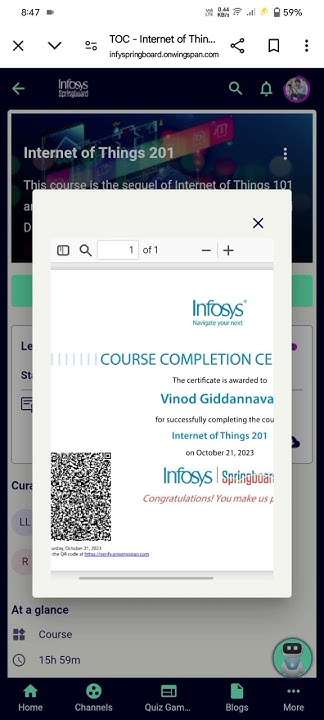 easy to download the infosys springboard certificate.internet of things ...
