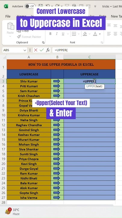 |How to Use Upper Formula in Excel || ⌛🔥👍|#youtubeshorts #excel #shorts #shortvideo #viralvideo ...