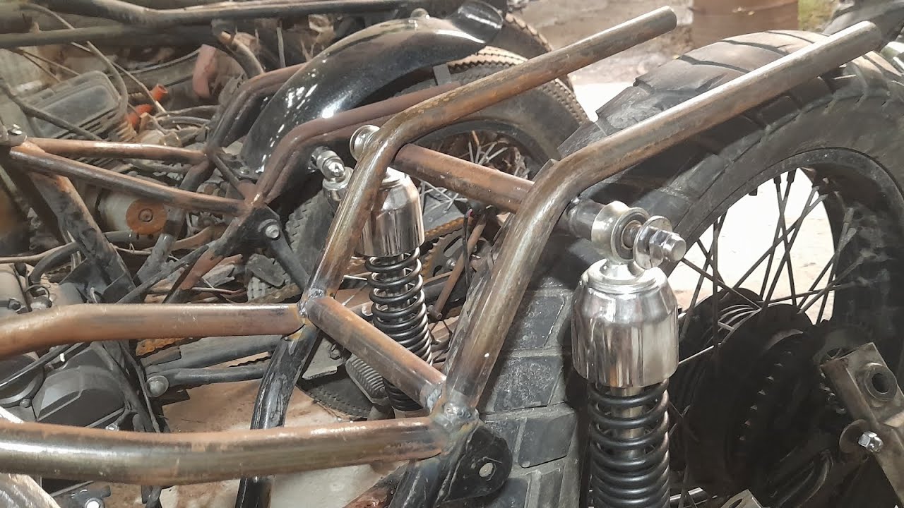 Shop Vlog [14] Custom shock mount for a soft tail bobber build - YouTube