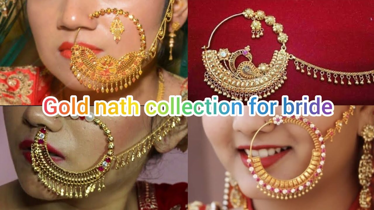 Gold nath collection for bride/trendy gold nath designs collection ...