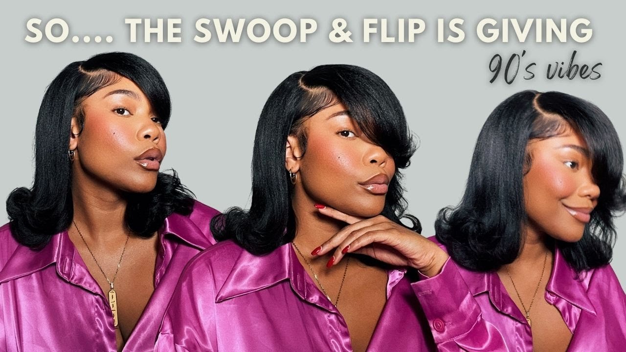 My 90's Flip Bob & Swoop UNDER $100! UPGRADED YAKI Wig NO GLUE Pre-Cut ...