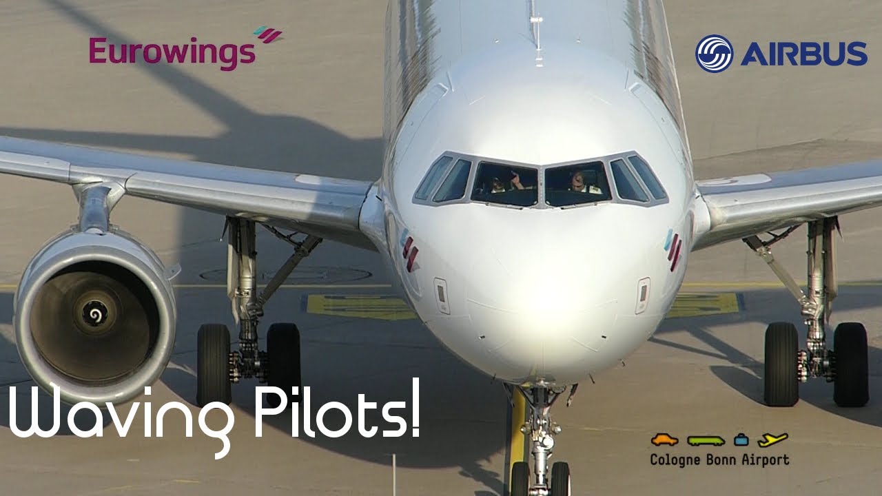 Friendly Pilots! Eurowings Airbus A320 Sunset Landing and Taxi at ...