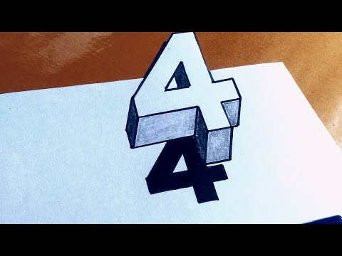 3D floating number 4 drawing step by step #3d trick art #3d drawing # ...