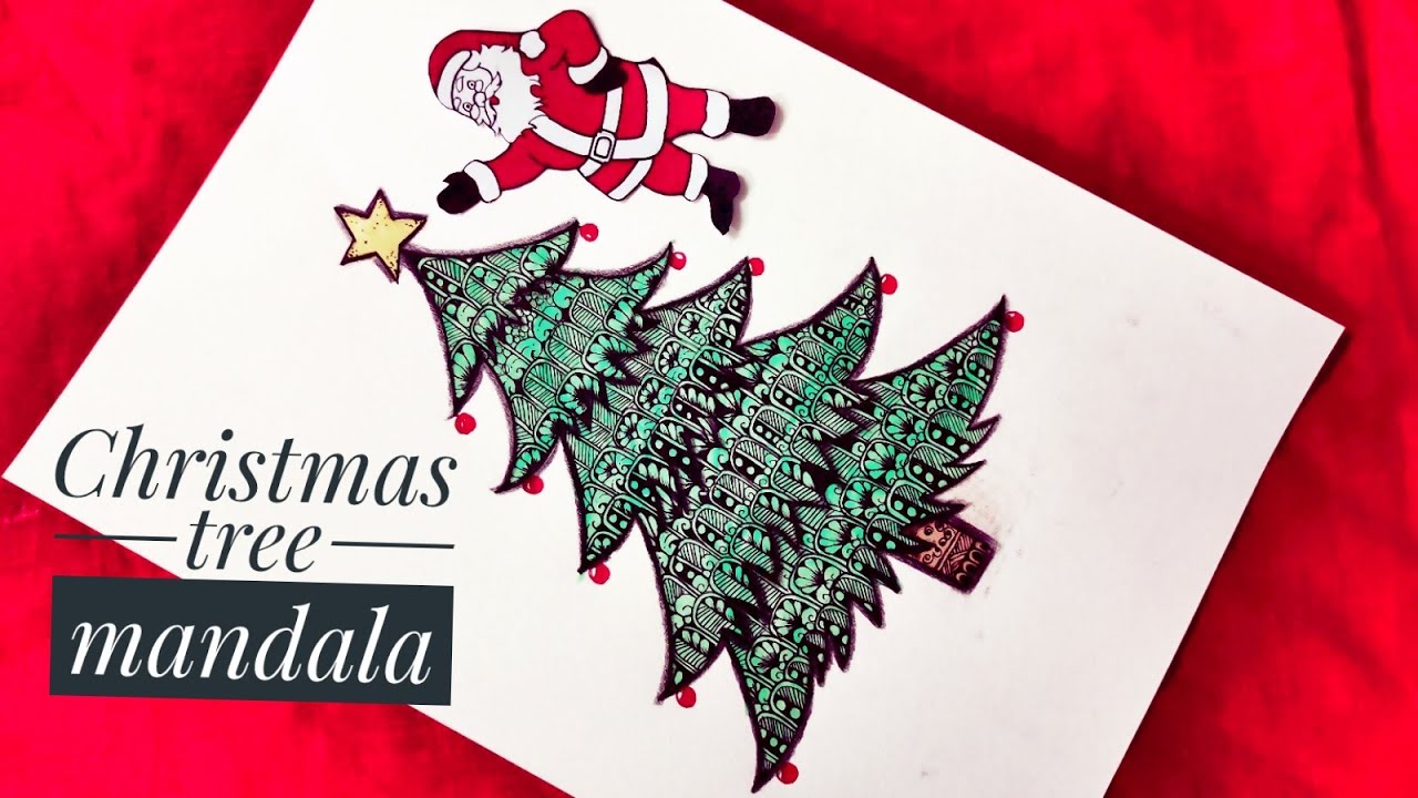 CHRISTMAS TREE MANDALA | How to draw a christmas tree step by step ...
