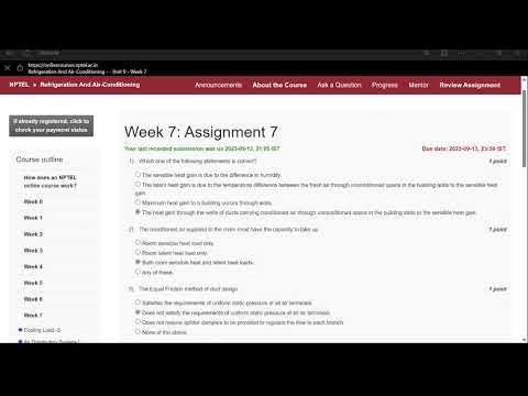 Refrigeration and air conditioning Week 7 Assignment 7 NPTEL 2023 || R ...