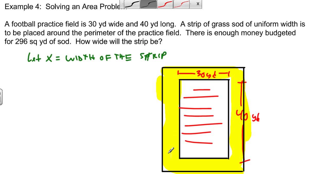 9.4 Example 4 Solving an Area Problem - YouTube