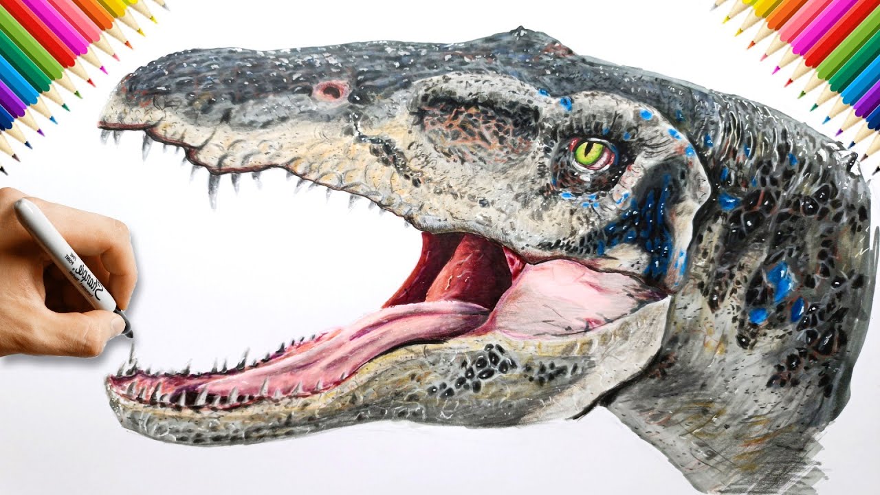 Drawing process Baryonyx | Time lapse - YouTube