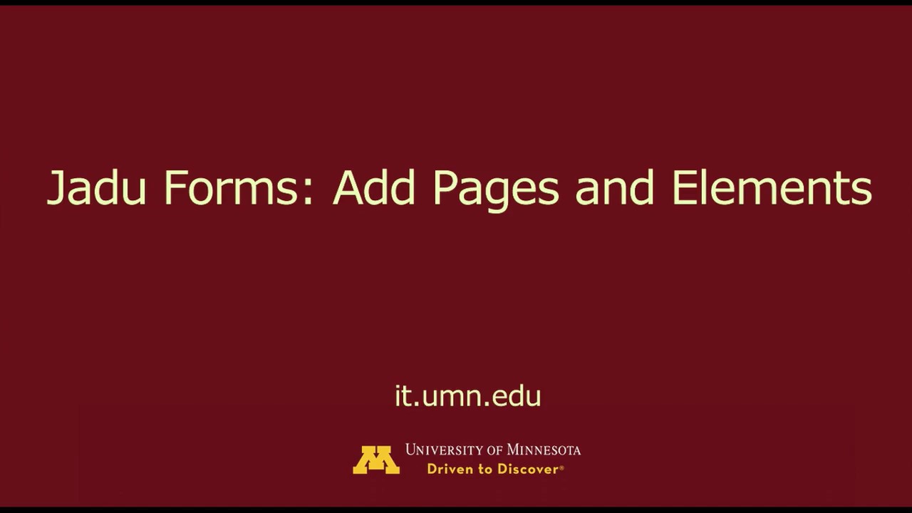 Jadu Forms - Add Page And Elements - YouTube