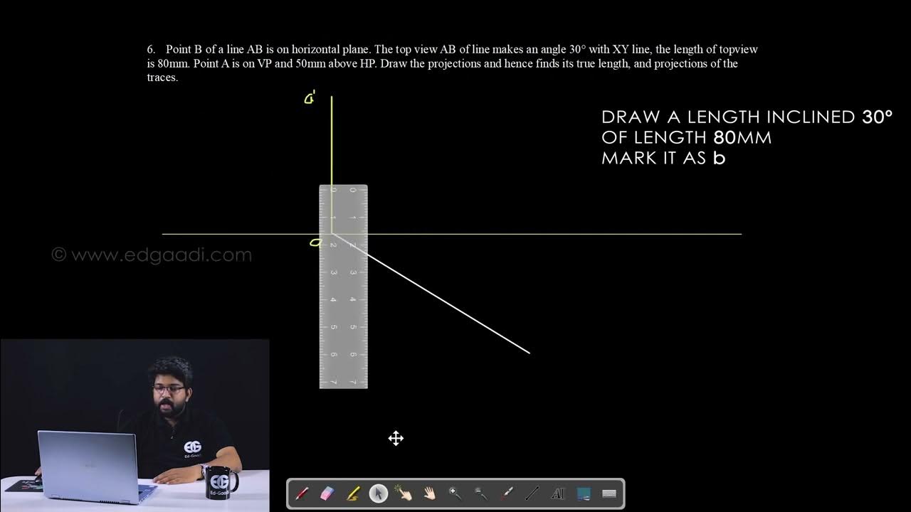 Line Rotation method Problems - Part 4 | Module 1 | Engineering Graphics | EST110 | KTU 2019 ...