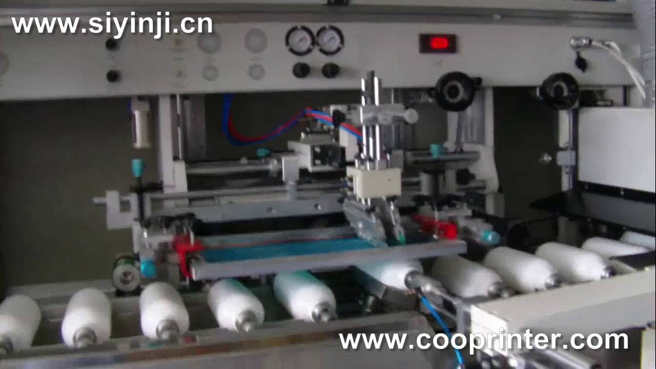 automatic cylinder screen printer for bottle - YouTube
