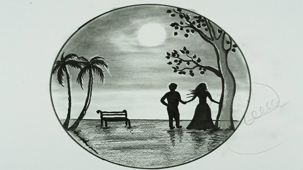 How to draw moonlight night scene Step by step (very easy) || Art video ...