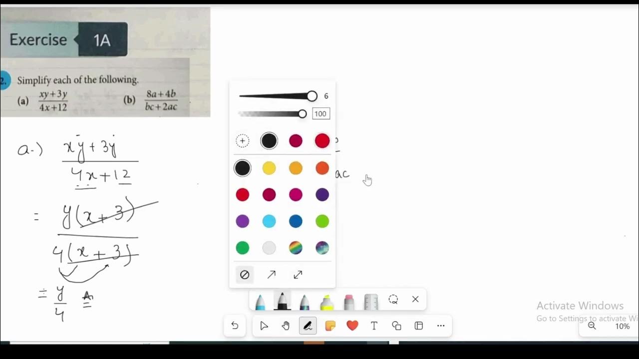 Exercise 1A Q2 (a) and (b) 8th Edition Chapter 1 Algebraic Fractions and Formulae ||Book 3 ...