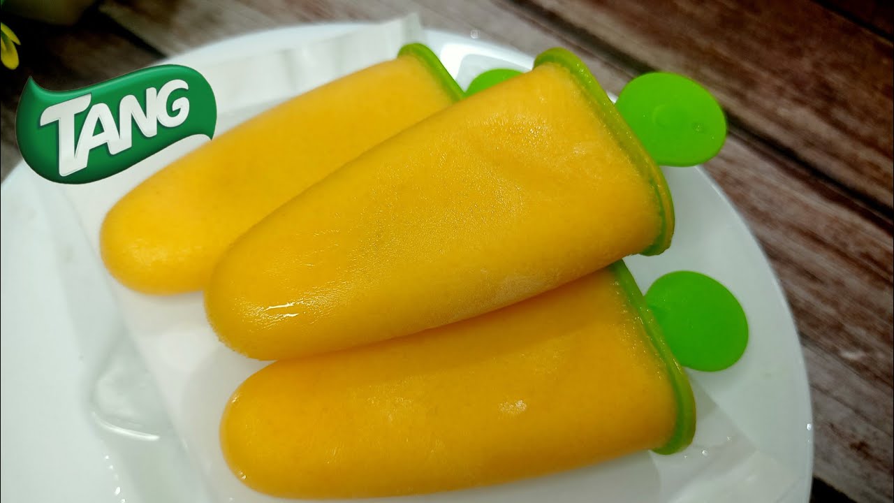 Tang popsicles| Tang mango ice candy recipe| Tang powder ice cream ...