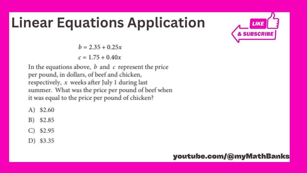 Linear Equations Applications - YouTube