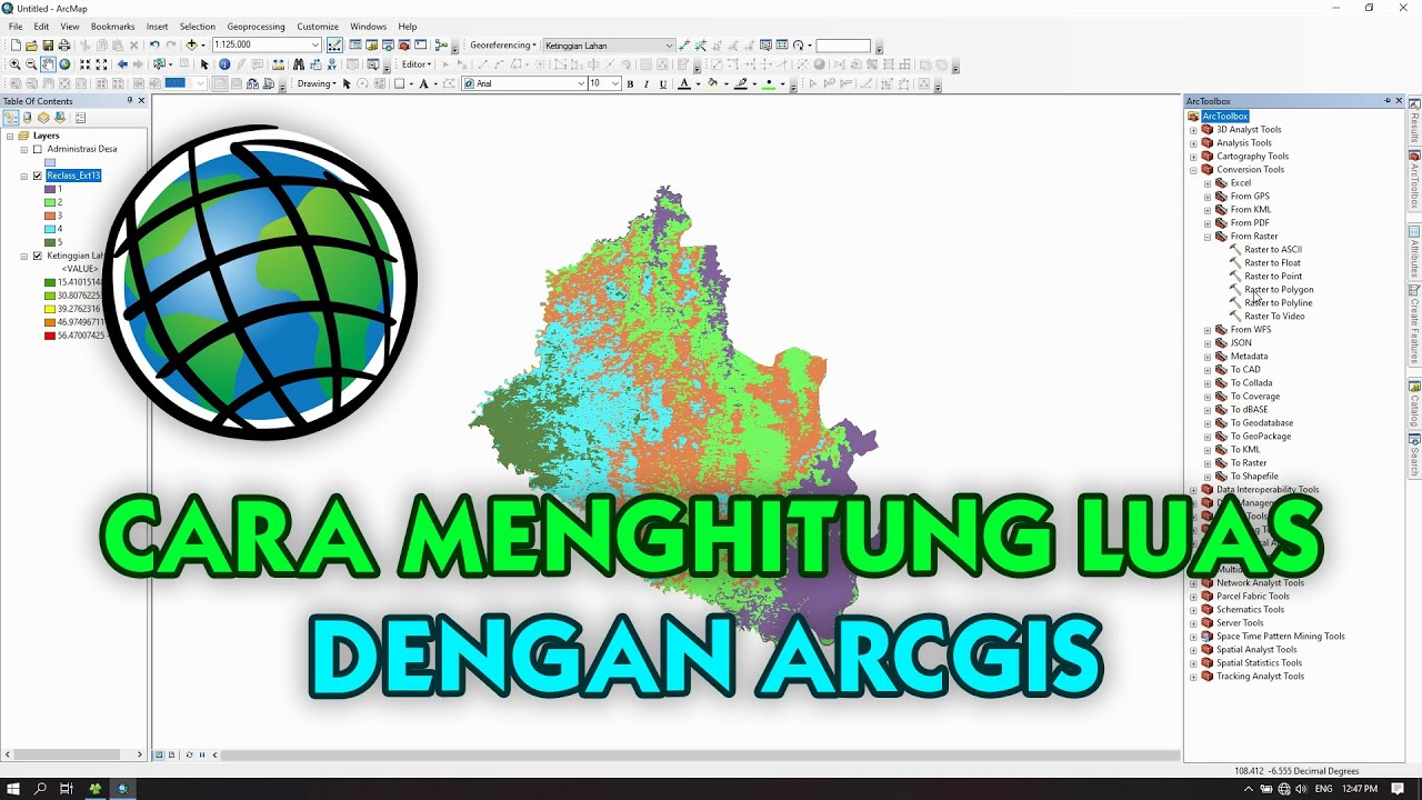 CARA MENGHITUNG LUAS DENGAN ARCGIS - YouTube
