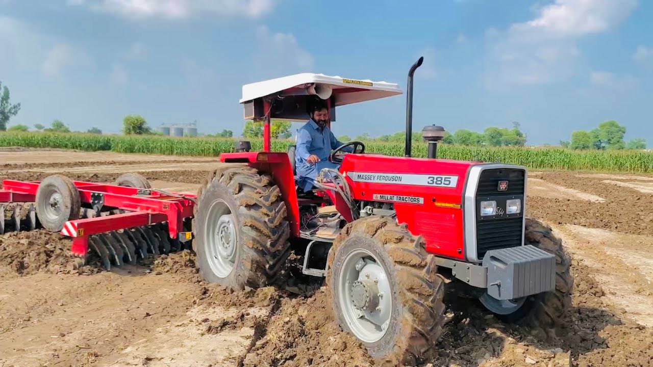 MF 385 4x4 with 28 disk harrow | Powerfull performance 🔥 - YouTube