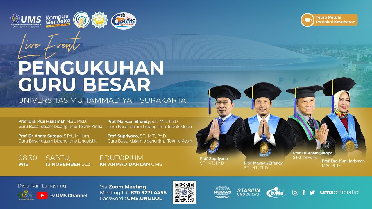 (LIVE) Pengukuhan 4 Guru Besar UM Surakarta - YouTube